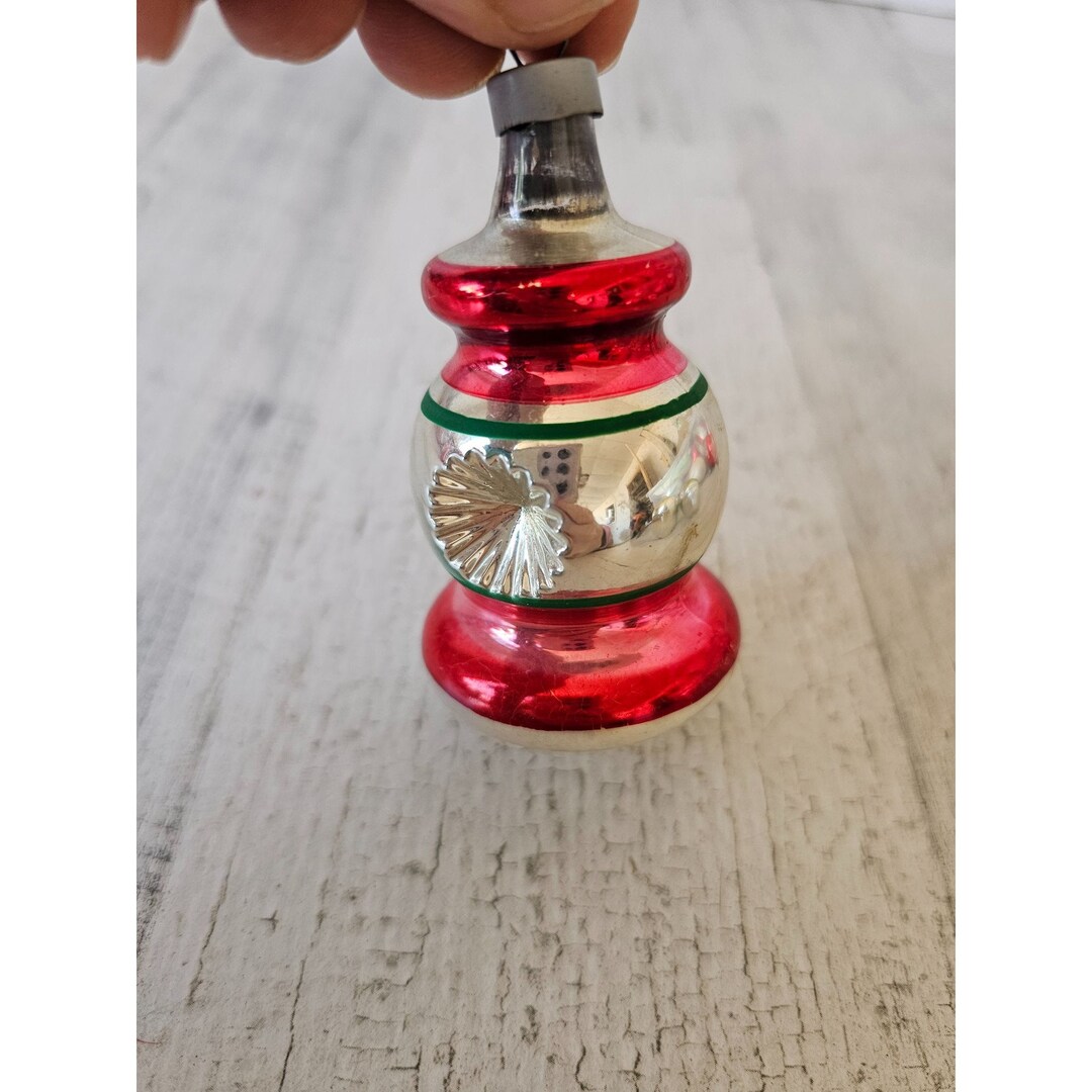 Vintage Mercury Glass in Dent Lantern Striped Red Ornament Xmas Tree - Etsy