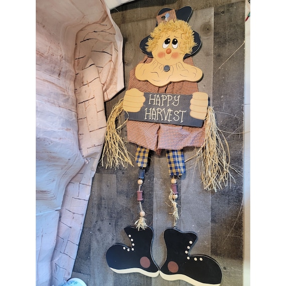 Happy Harvest Scarecrow Fall Sign Decor Figure - Etsy