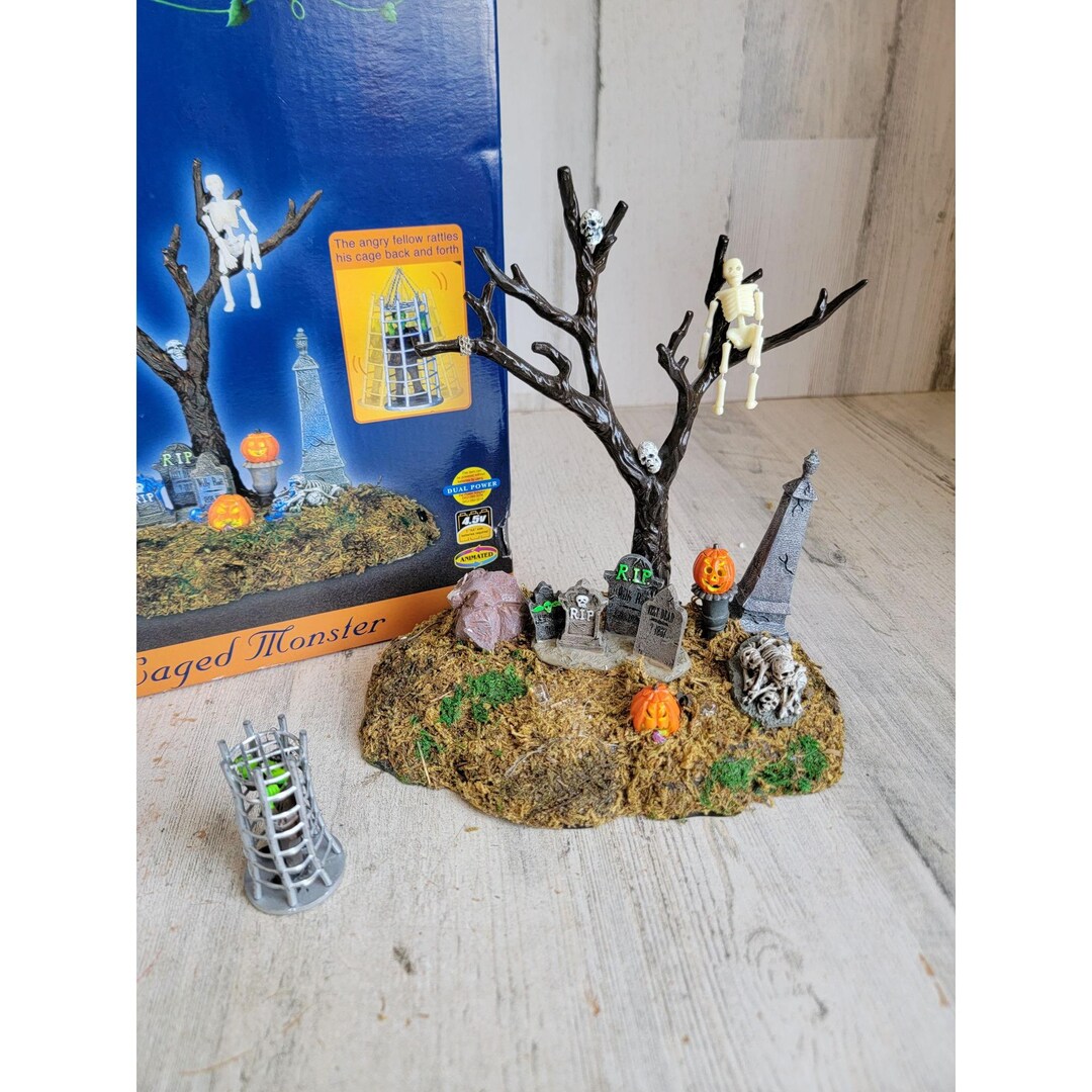 Lemax Animated AS IS Caged Monster Spooky Town Village Accessories ...