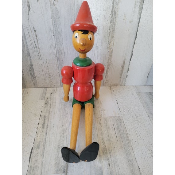 Vintage Large Pinocchio Jointed Doll Wooden Decor - Etsy