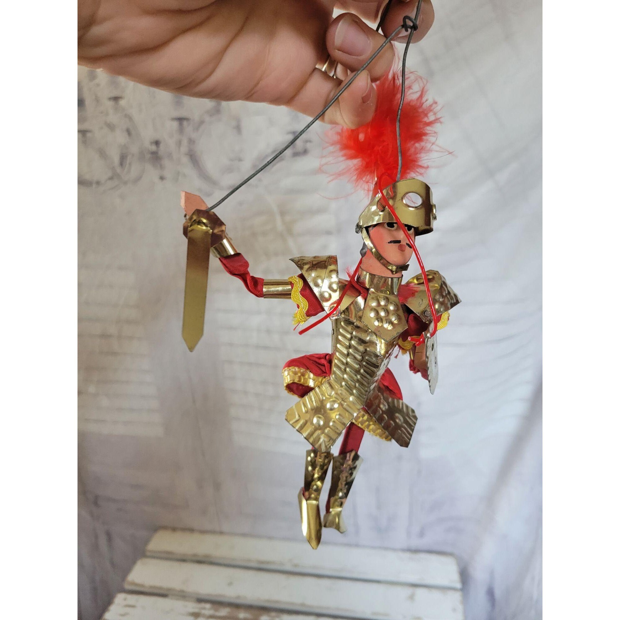 Vintage Sicilian Marionette Rod Knight Soldier Puppet Ornament - Etsy
