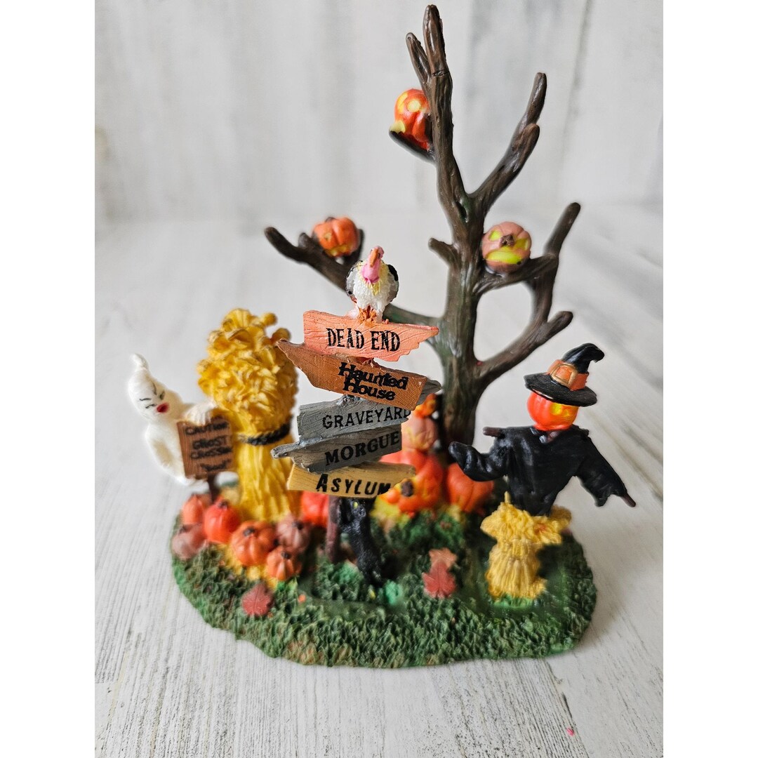 Lemax Ghost Crossing Sign Scarecrow Tree Halloween Village Decor - Etsy