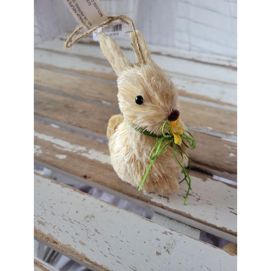 Pier 1 Sisal Rabbit Easter Bunny Ornament Home Decor Flower New - Etsy