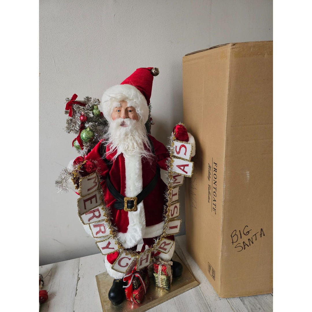Frontgate Large Santa Christmas Decor RARE Banner Centerpiece Realistic ...