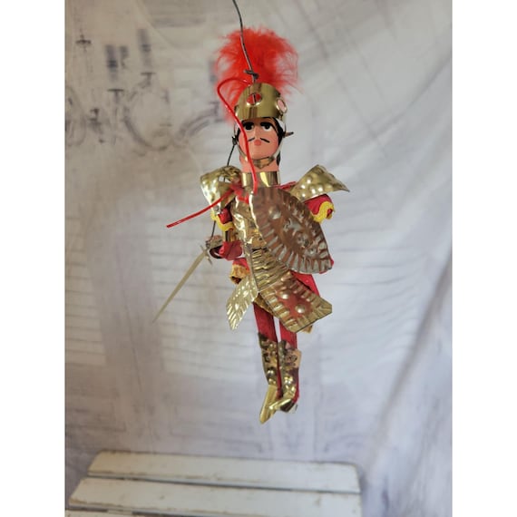 Vintage Sicilian Marionette Rod Knight Soldier Puppet Ornament | Etsy