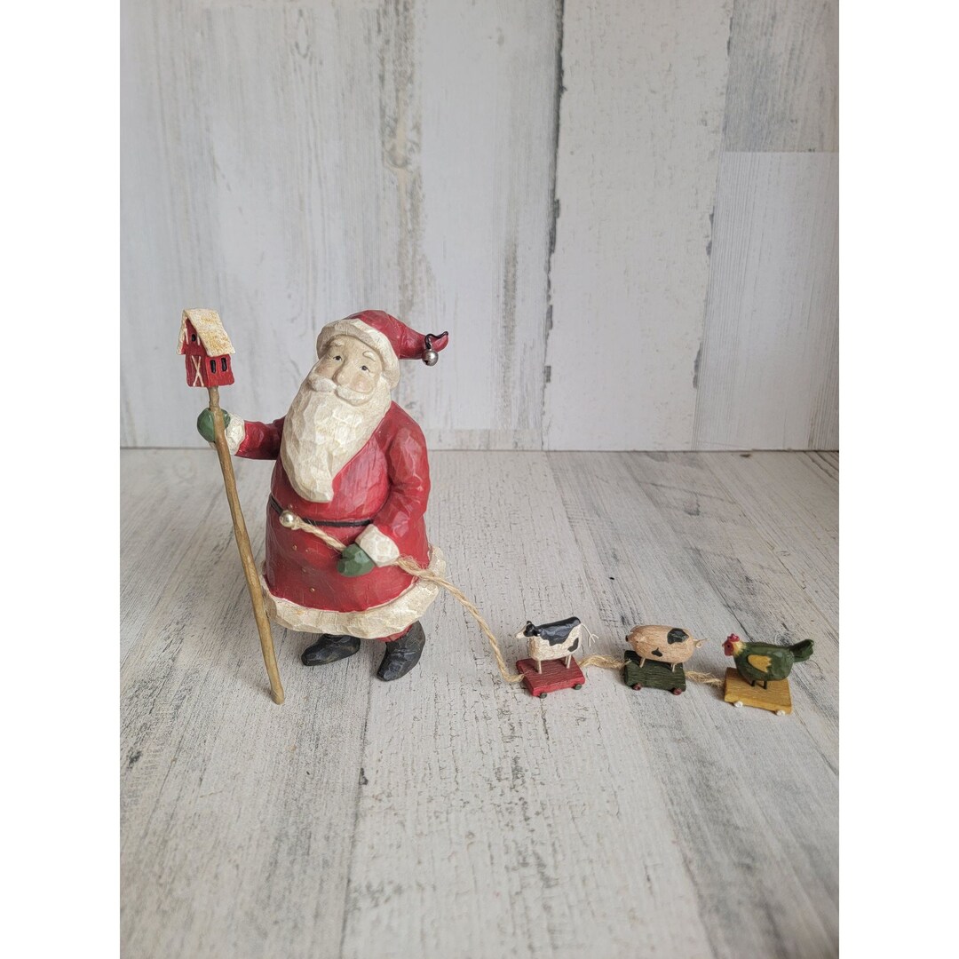 Scf Santa Farmer Cow Chicken Pig Pull Wagon Xmas Figure - Etsy