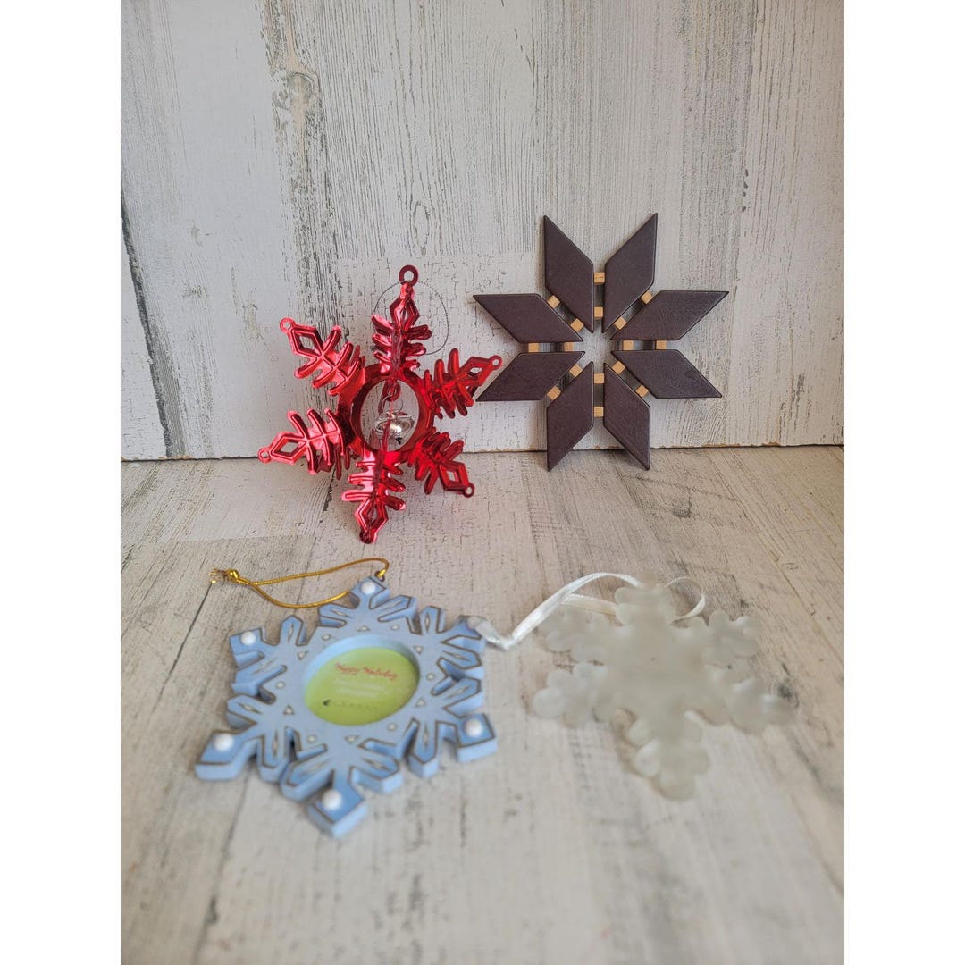 Variety Snowflake Bell Photo Frame Ornament Xmas Set - Etsy