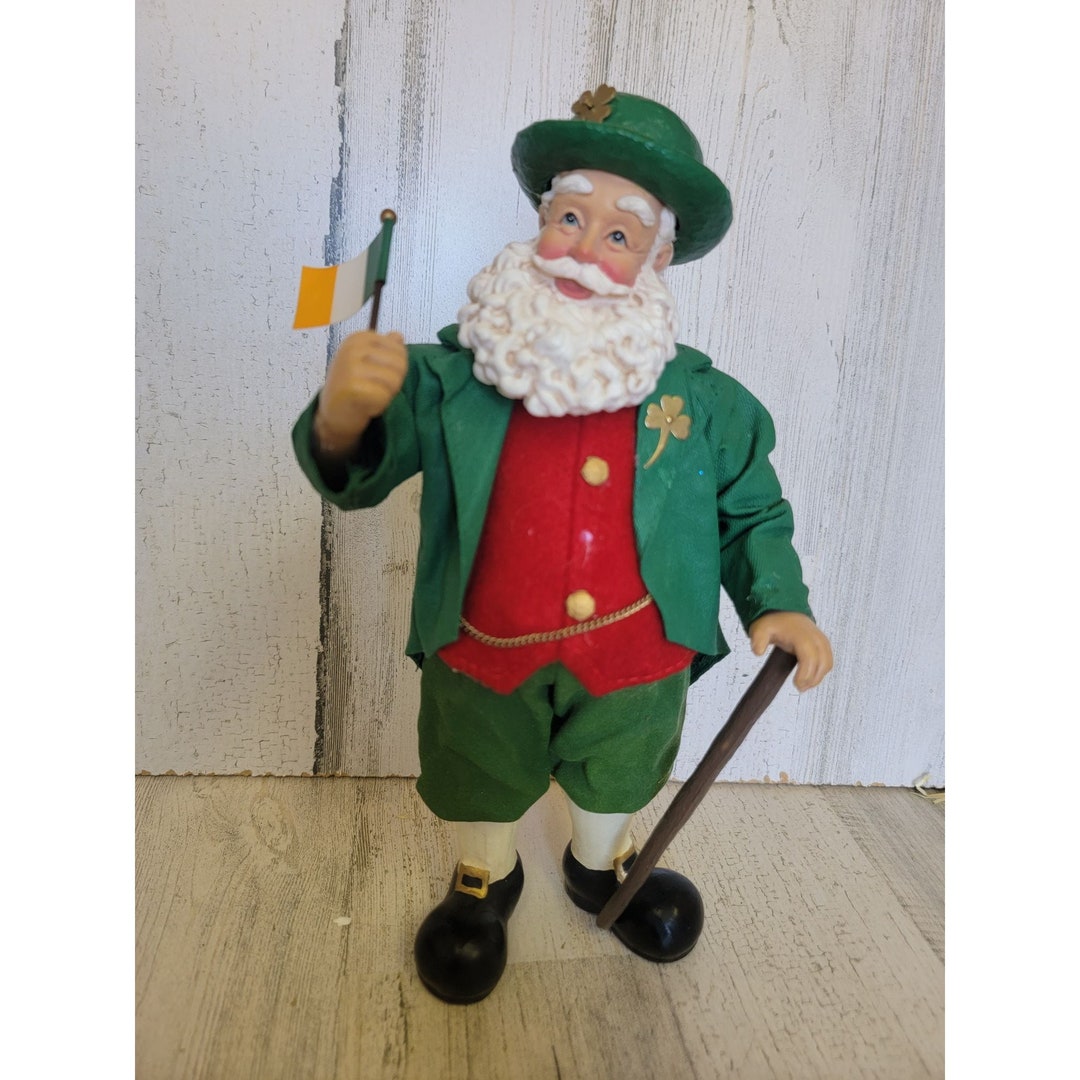 Clothtique Possible Dreams Irish Santa W/ Flag Figure Xmas Clover - Etsy