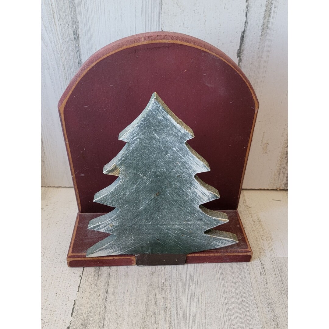 Wooden Christmas Pine Tree Mail Holder Folk Art Xmas Home Decor Figure ...