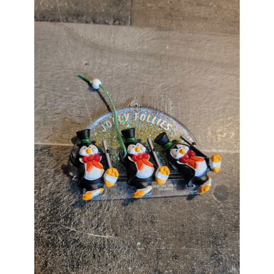 Hallmark 1987 Jolly Follies Dancing Penguins Pull String Xmas Ornament ... Hallmark 1987 Jolly Follies Dancing Penguins Pull String Xmas Ornament ...