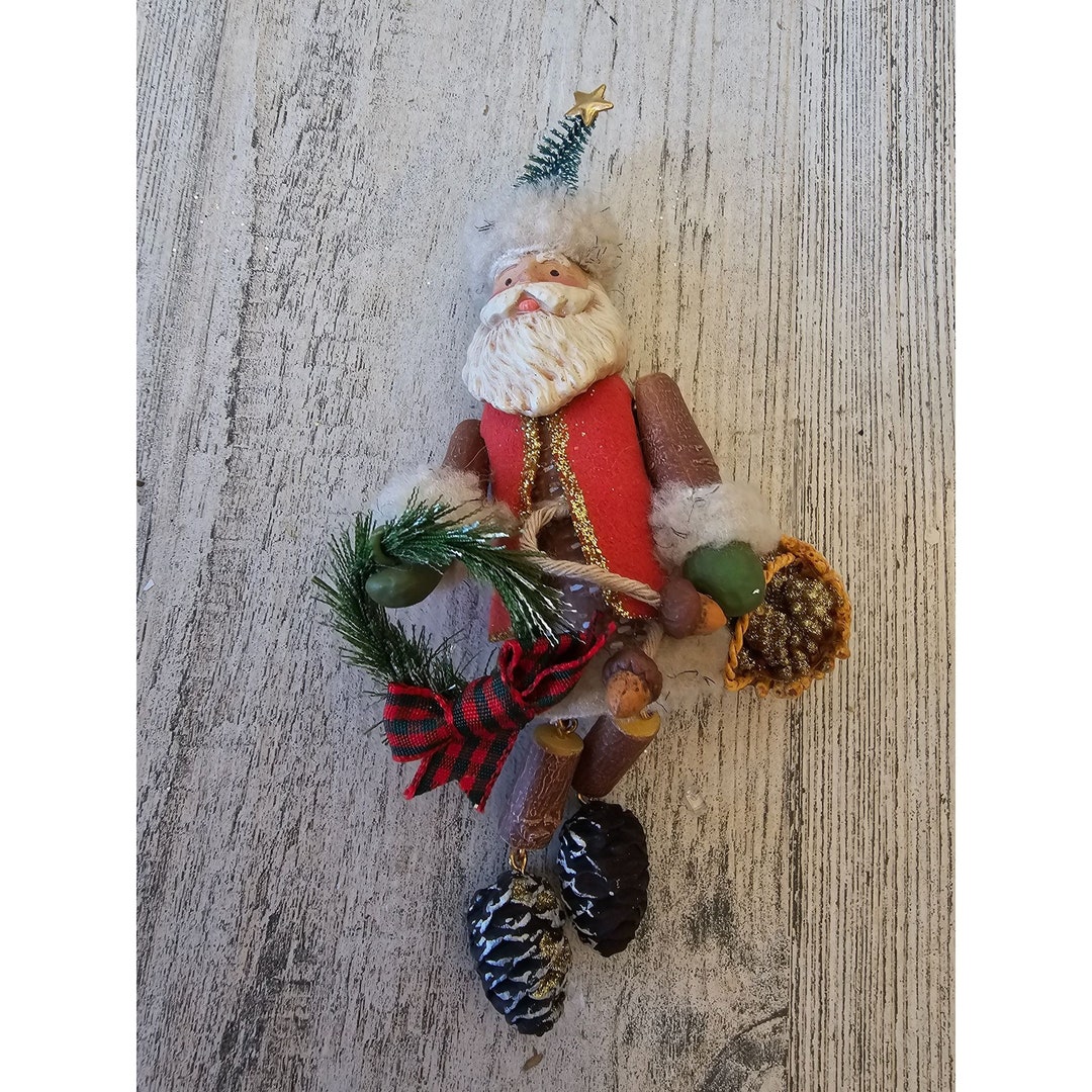 Hallmark Jointed Santa Fairy Basket Pine Cone Ornament Xmas Tree - Etsy