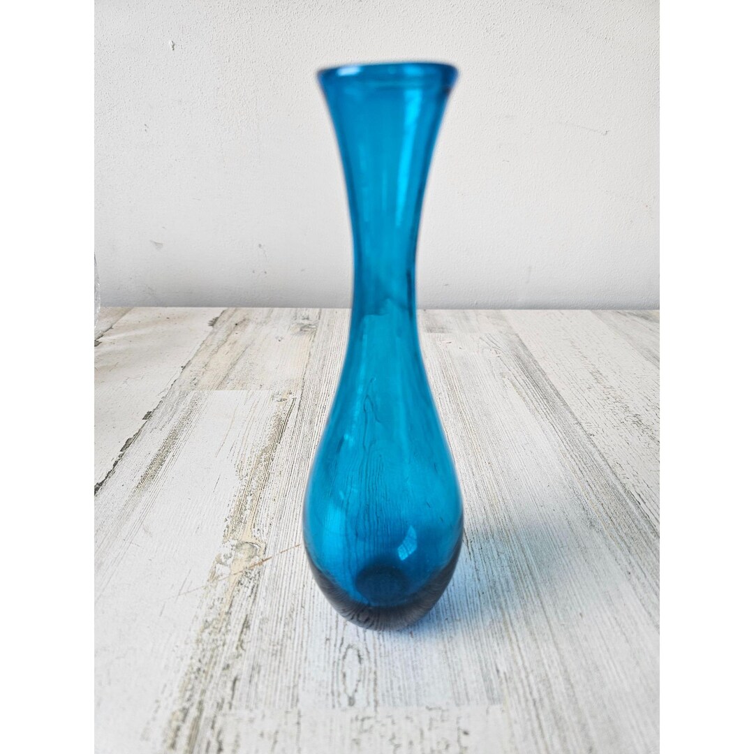 Vintage Blenko? Murano? Blue Flower Bud Vase - Etsy