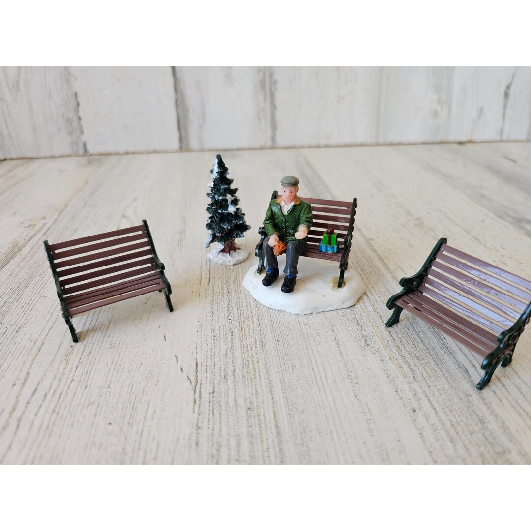 Lemax Bench Tree People Accessory Birds Feeding Man - Etsy