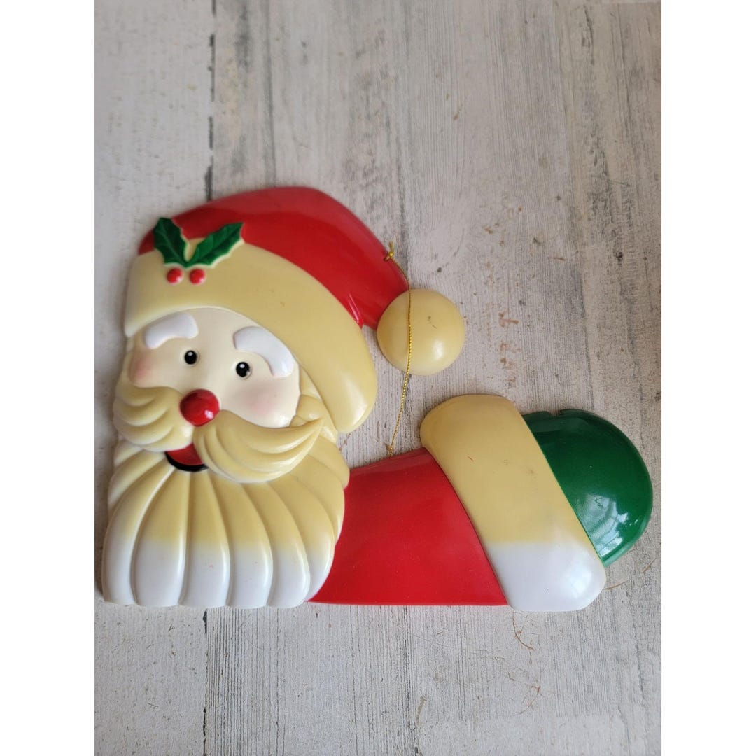 Vintage Corner Santa Plastic Vintage Hanging Sign Home Decor Xmas ...