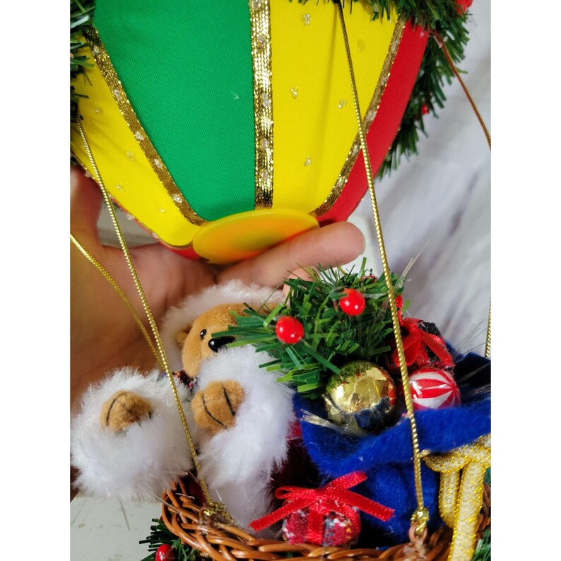 Fiber Optic Hot Air Balloon Teddy Bear Xmas Holiday Decor Centerpiece ...