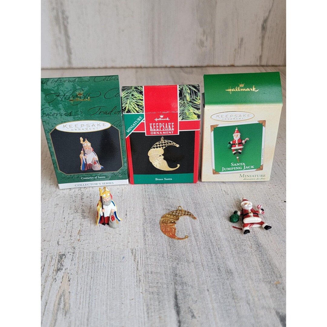 Hallmark Miniature Variety Santa Jumping Jack Moon Ornament Xmas Set - Etsy