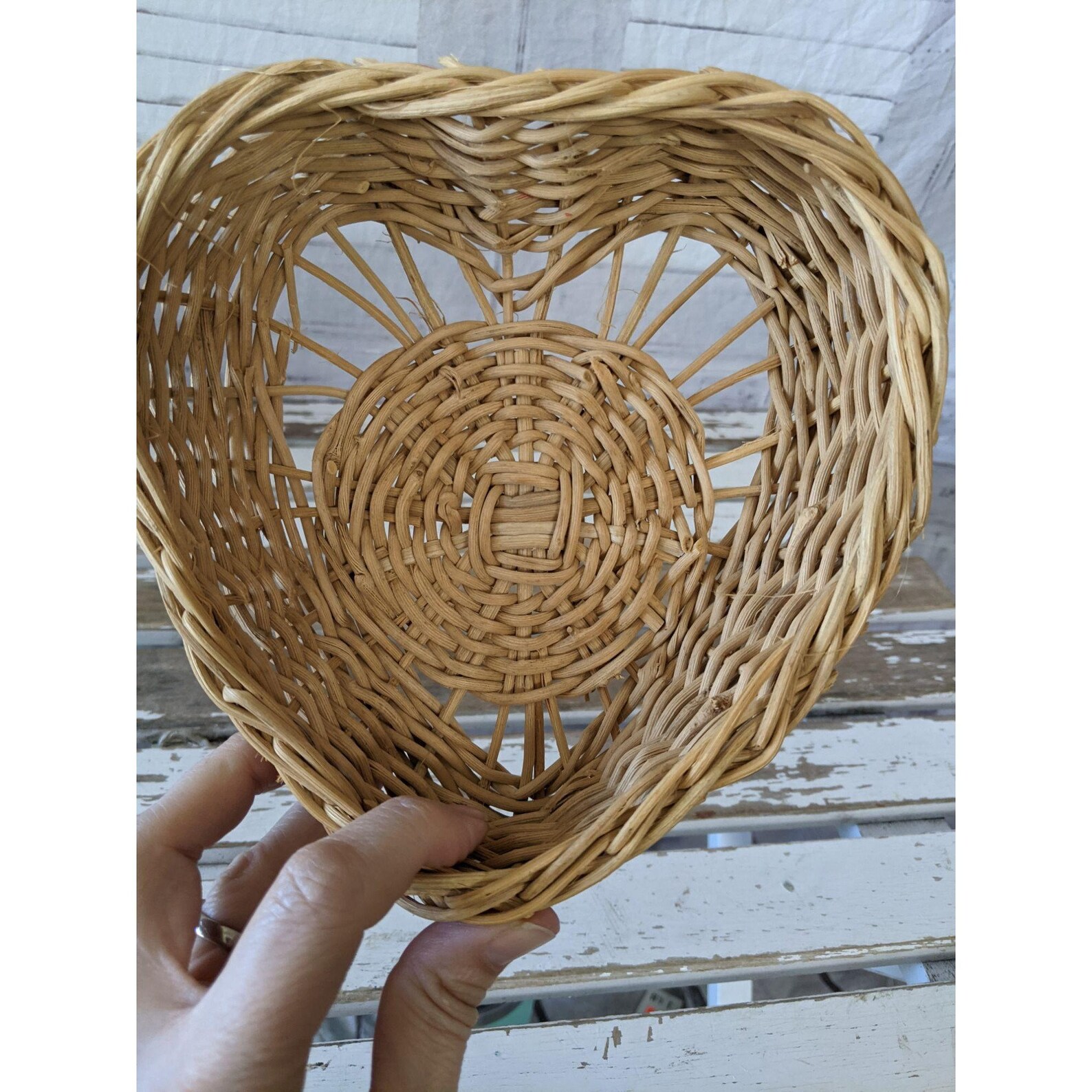 Wicker Heart Basket Valentine's Decor House Kitchen - Etsy
