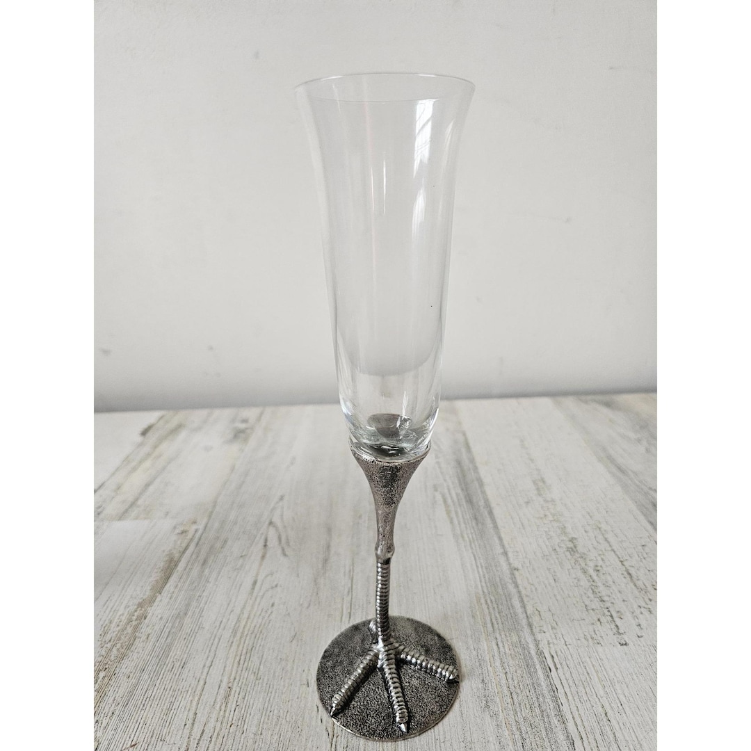 Pottery Barn Crow Feet Flute Stemware Wine Champagne Glass Halloween ...