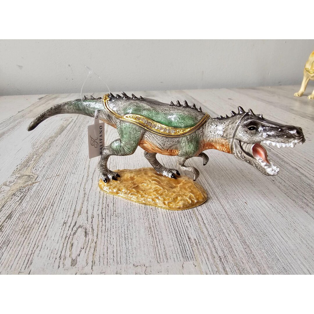 Kalifano T-rex Dinosaur Trinket Box Jewelry Rhinestone Unique Hinged ...