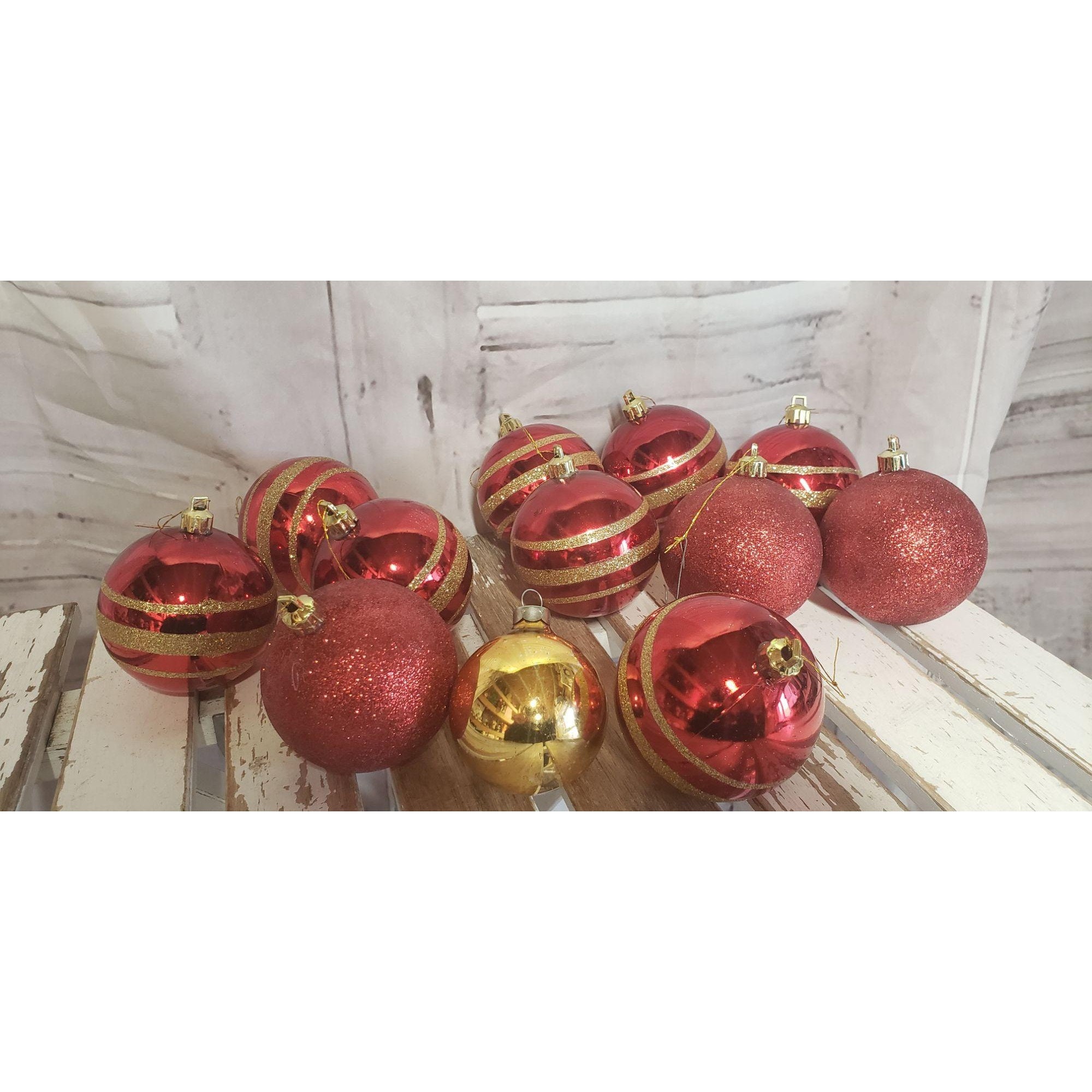 Vintage Red Gold Striped Christmas Ball Set of 12 Christmas - Etsy Canada