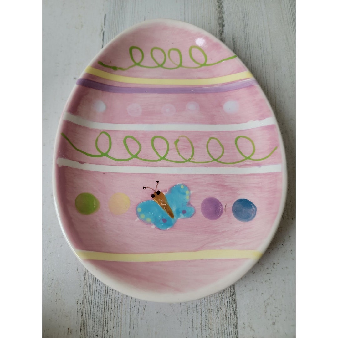 Ceramic Pink Easter Egg Serving Plate Home Decor - Etsy