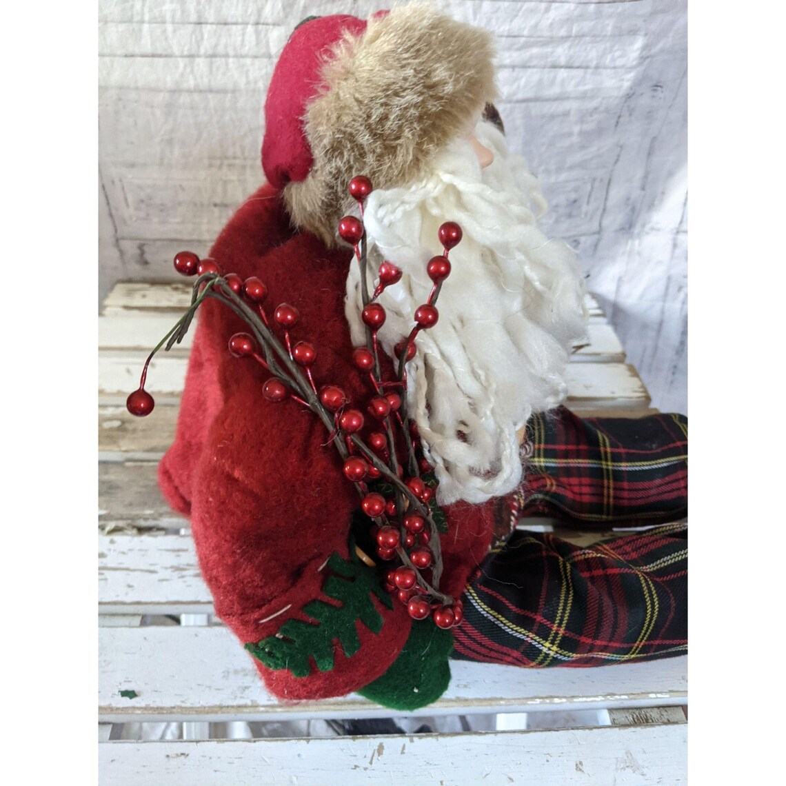 Santa Basket Berries Folk Art Country Xmas Decor Large - Etsy