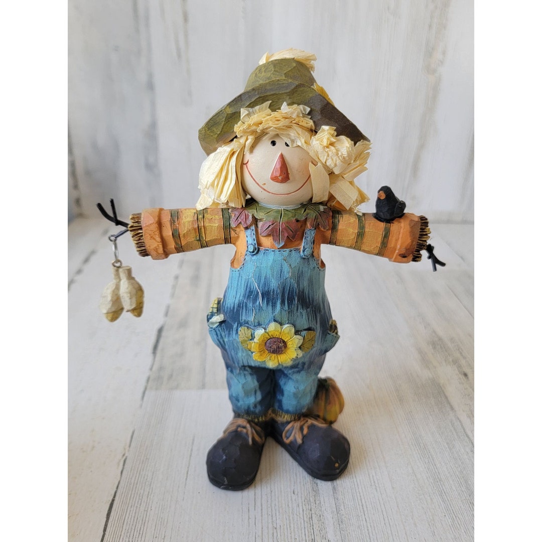 Scarecrow Man Corn Crow Overall Sunflower Thanksgiving Decor - Etsy