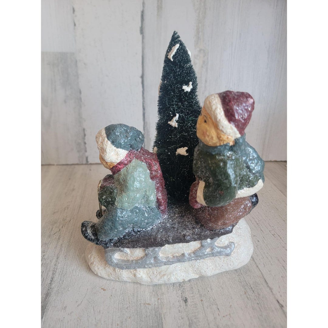Teena Rustic Sledding Tree Kids Glitter Xmas Snow - Etsy