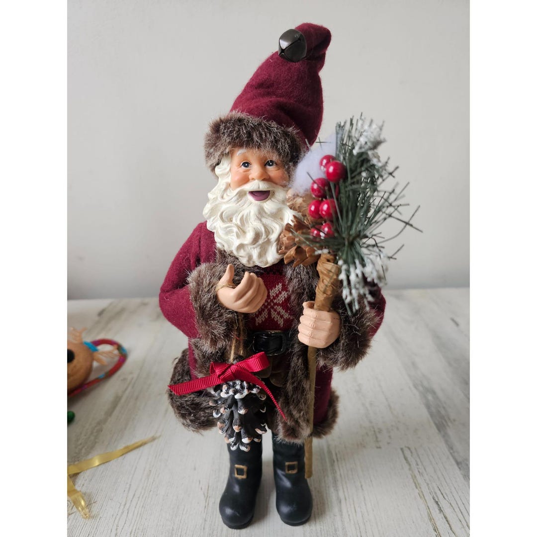 Santa Pinecone Statue Figurine Fir Tree Xmas Decor - Etsy