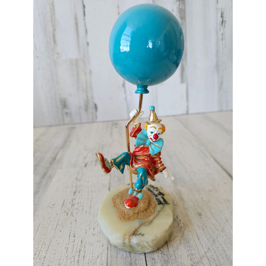 Ron Lee Floating up Away Clown Balloon 1998 Vintage Gold Clown Limited ...