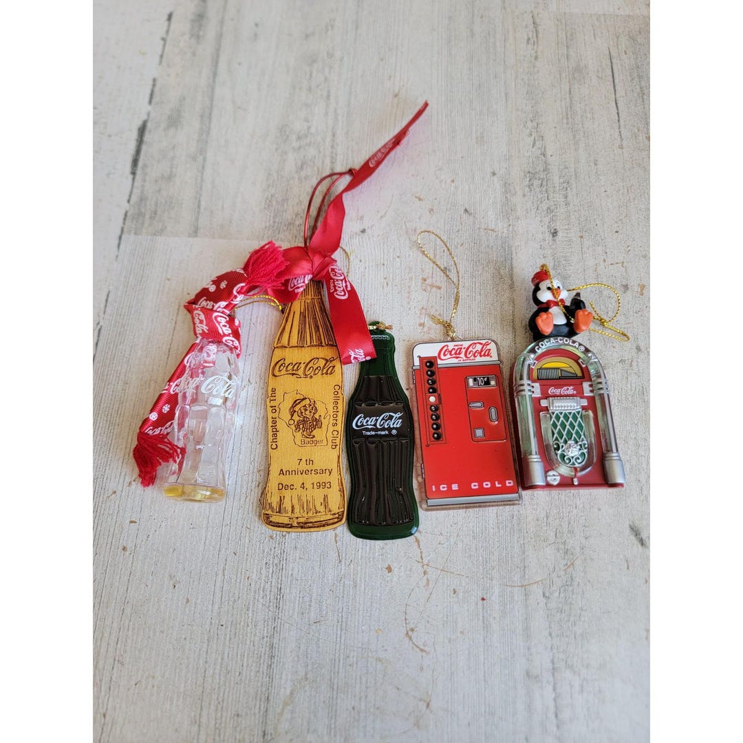 Vintage Coca-cola Jukebox Penguin Coke Bottle Set Ornament Xmas Unique ...