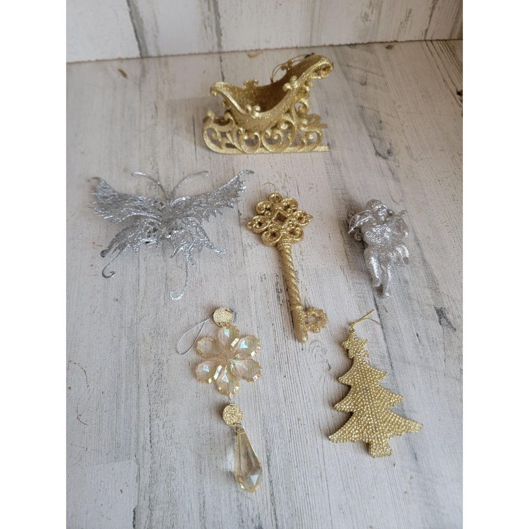 Unique Glitter Butterfly Sleigh Angel Tree Ornament Xmas Set - Etsy