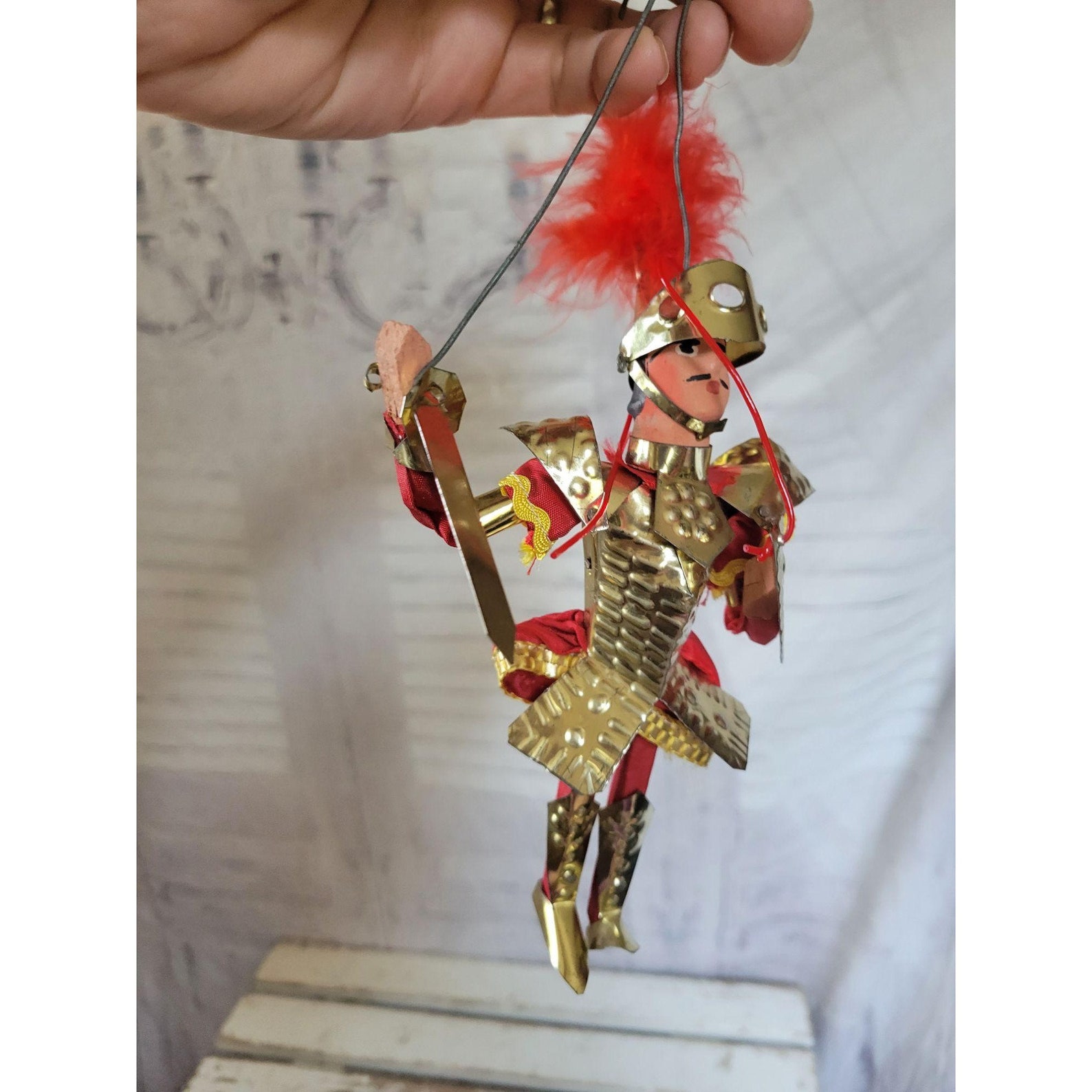 Vintage Sicilian Marionette Rod Knight Soldier Puppet Ornament - Etsy