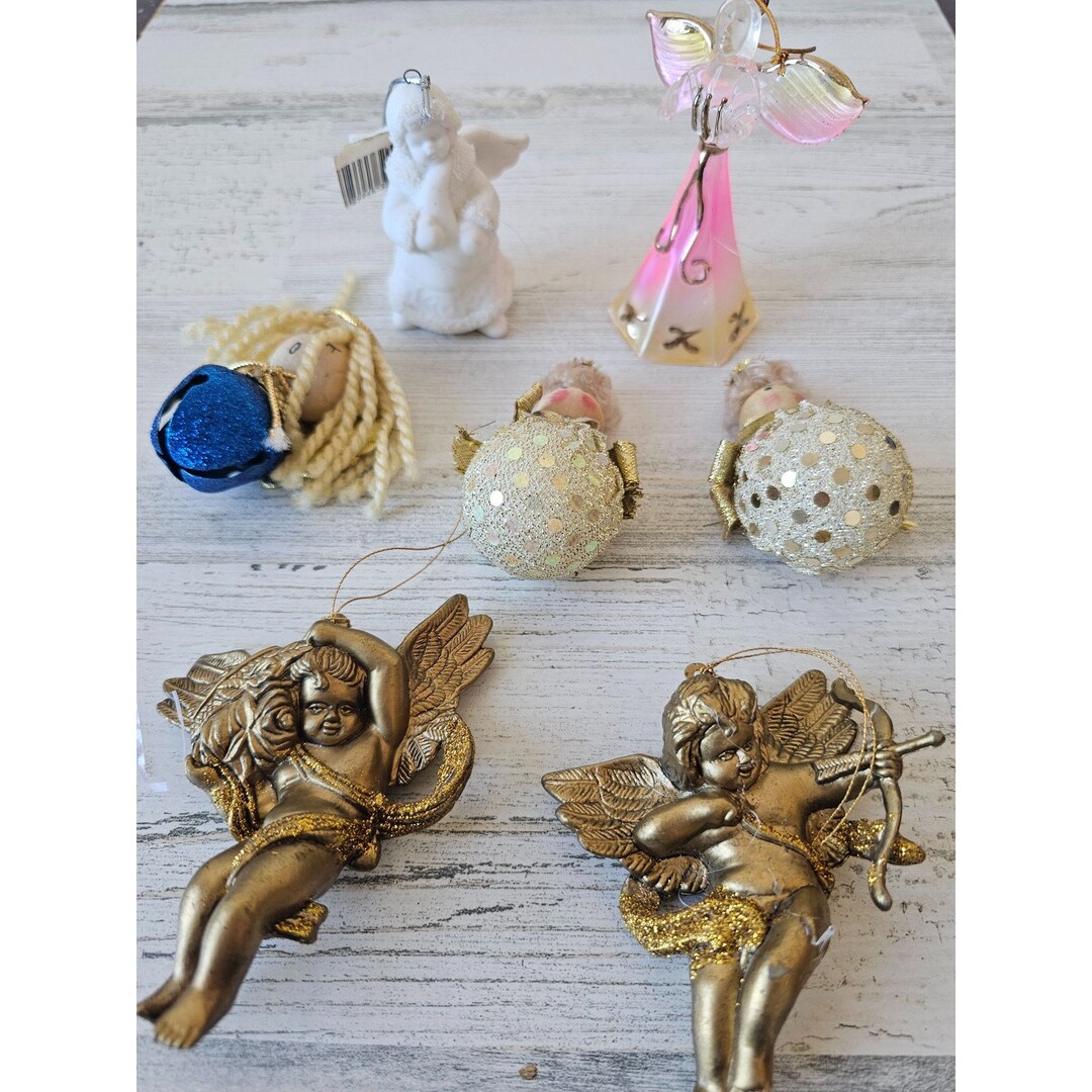 Cherub Angel Gold Ornament Set Xmas Tree Porcelain - Etsy