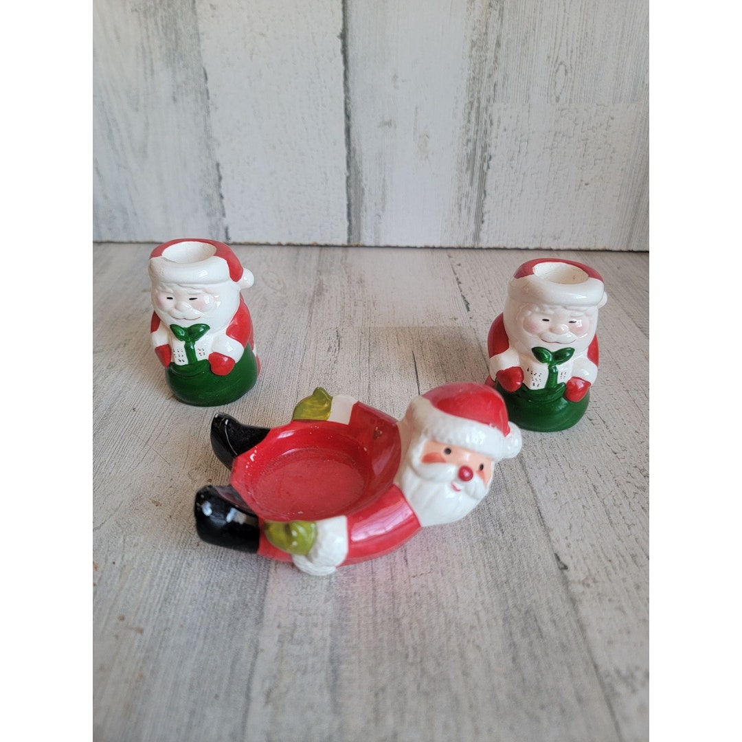 Ceramic Santa Claus Candlestick Tea Light Holder Set Xmas Home Decor - Etsy