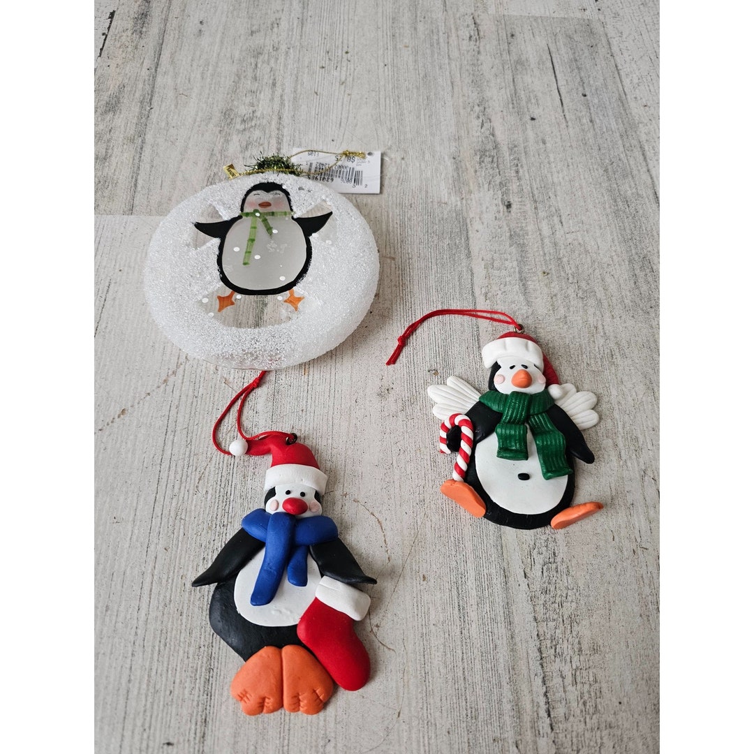 Glass Cannon Falls Penguin Ornament Dough Xmas Tree Set - Etsy