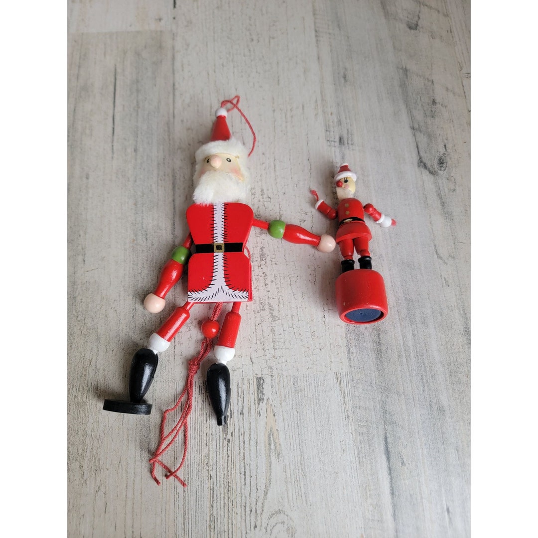 Vintage Pull String Santa Claus Push Collapse Toy Figure Xmas Decor - Etsy