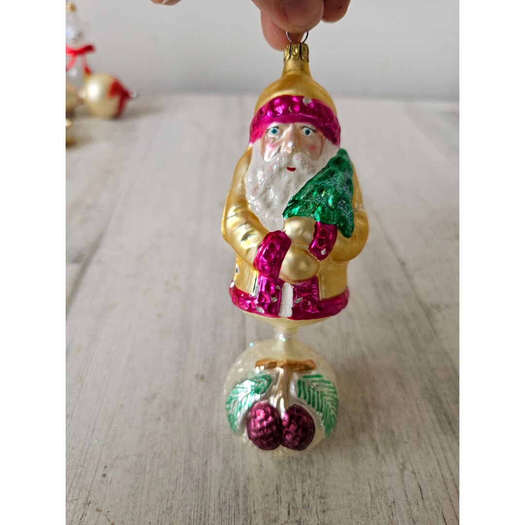 Vintage Radko Bavarian Santa Pinecone Ball Ornament Drop Glass Xmas ...