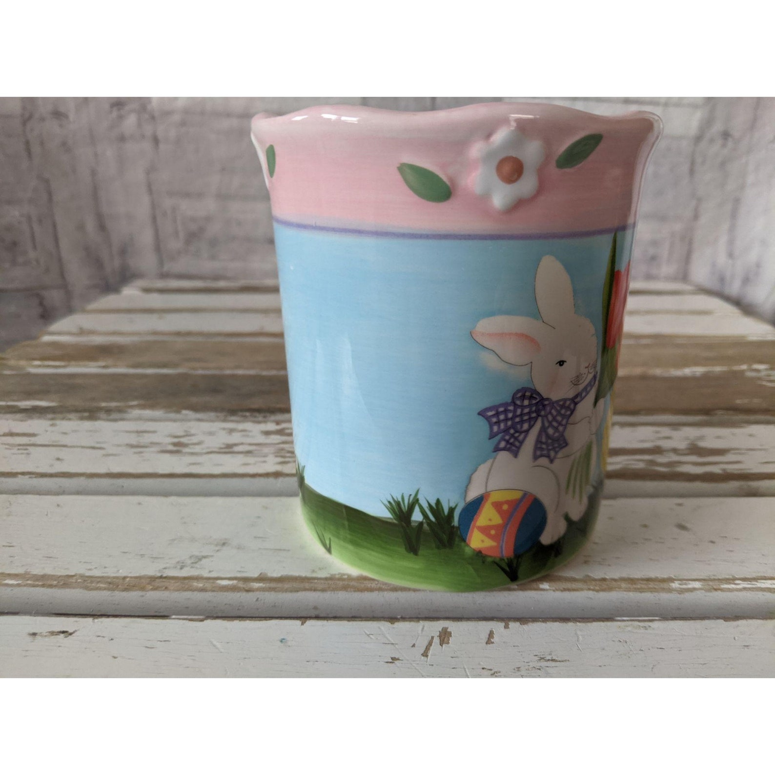 Susan winget cup mug coffee tea Easter bunny bird flower decor | Etsy