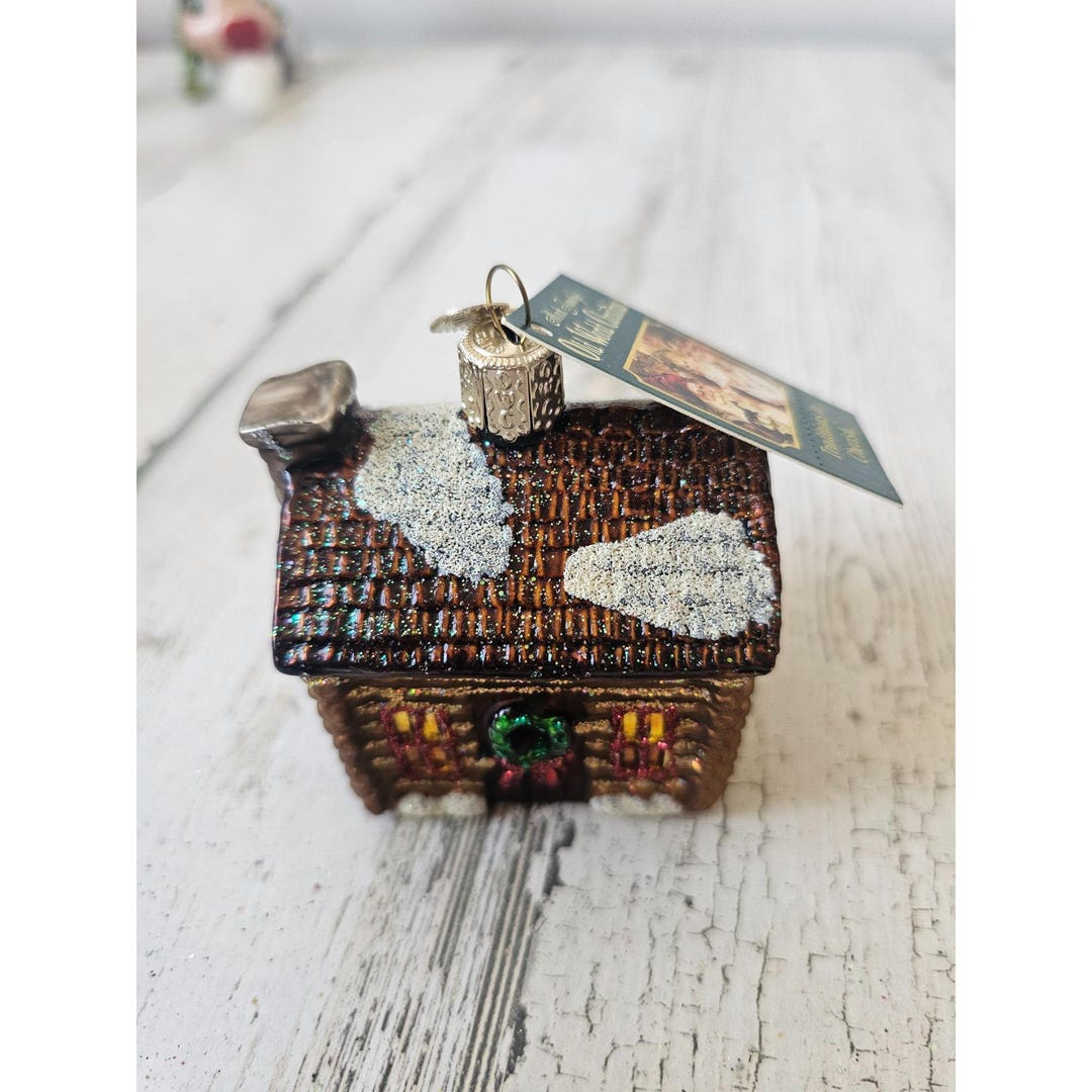 Old World OWC Log Cabin House Building Glass Xmas Tree - Etsy