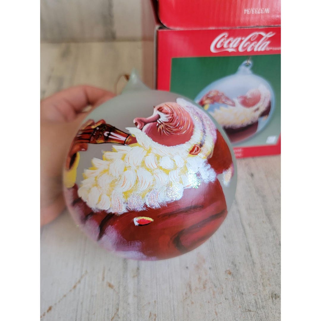 Vintage Large Coca-cola Santa Claus Ornament Ball Xmas Set Glass - Etsy