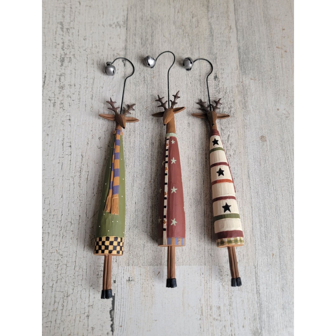 Unique Skinny Long Reindeer Bell Ornament Set Xmas - Etsy