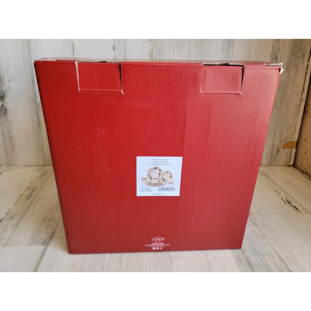 Lenox Winter Greetings Red Cardinal 12 Piece Dinnerware Cup Plate Set ...