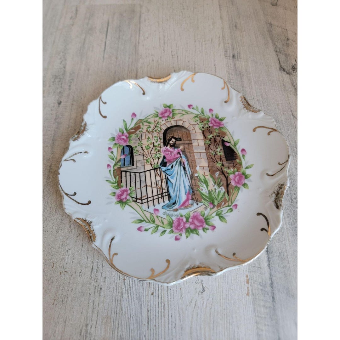 Jesus Christ Cross Plate Hanging Decor Japan 18k Gold Trim - Etsy