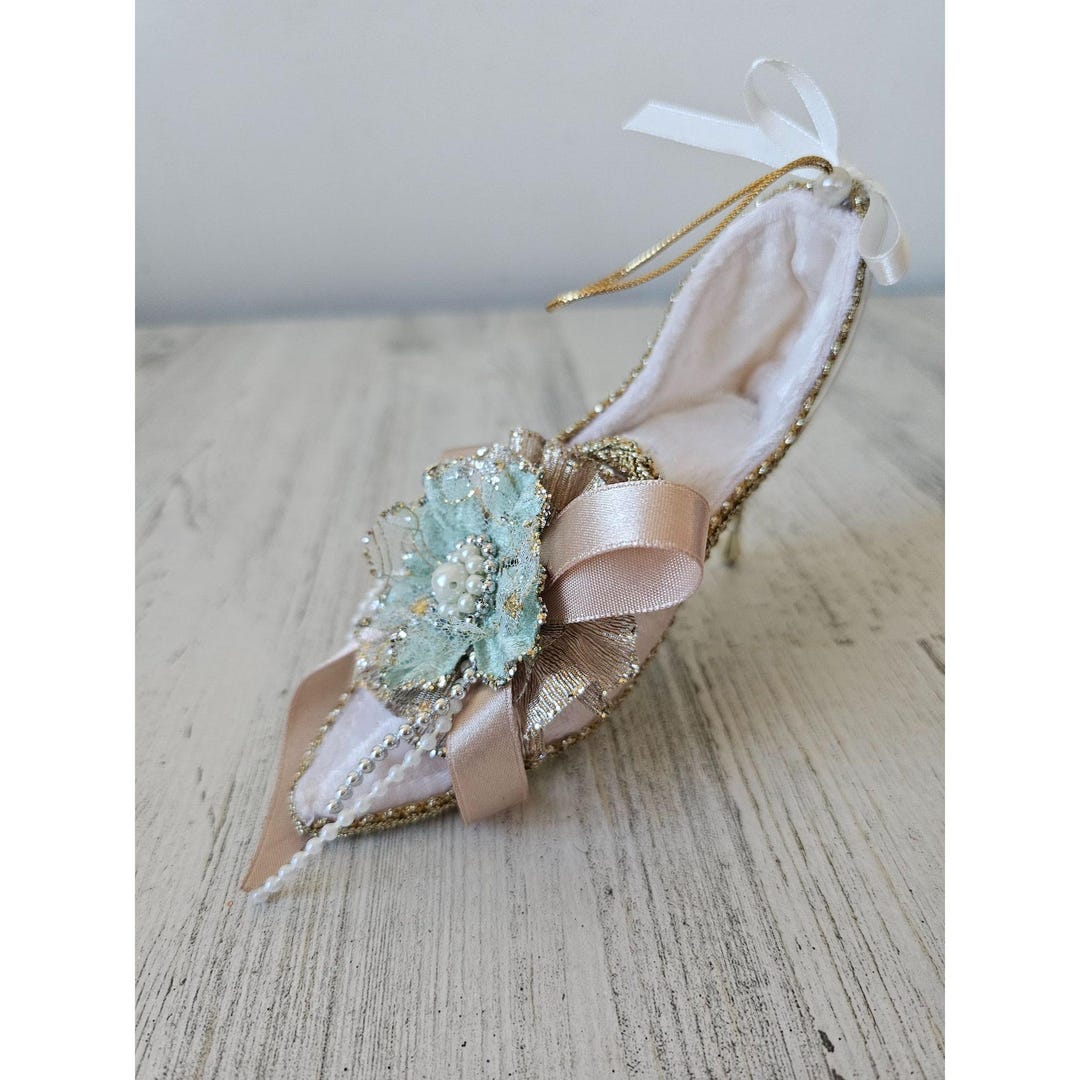 Katherine's Collection Stiletto Shoe White Velvet Fairytale Beaded ...