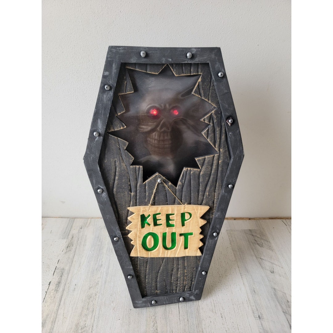 Totally Ghoul Coffin Skull Head Keep Out Light up Halloween Prop - Etsy