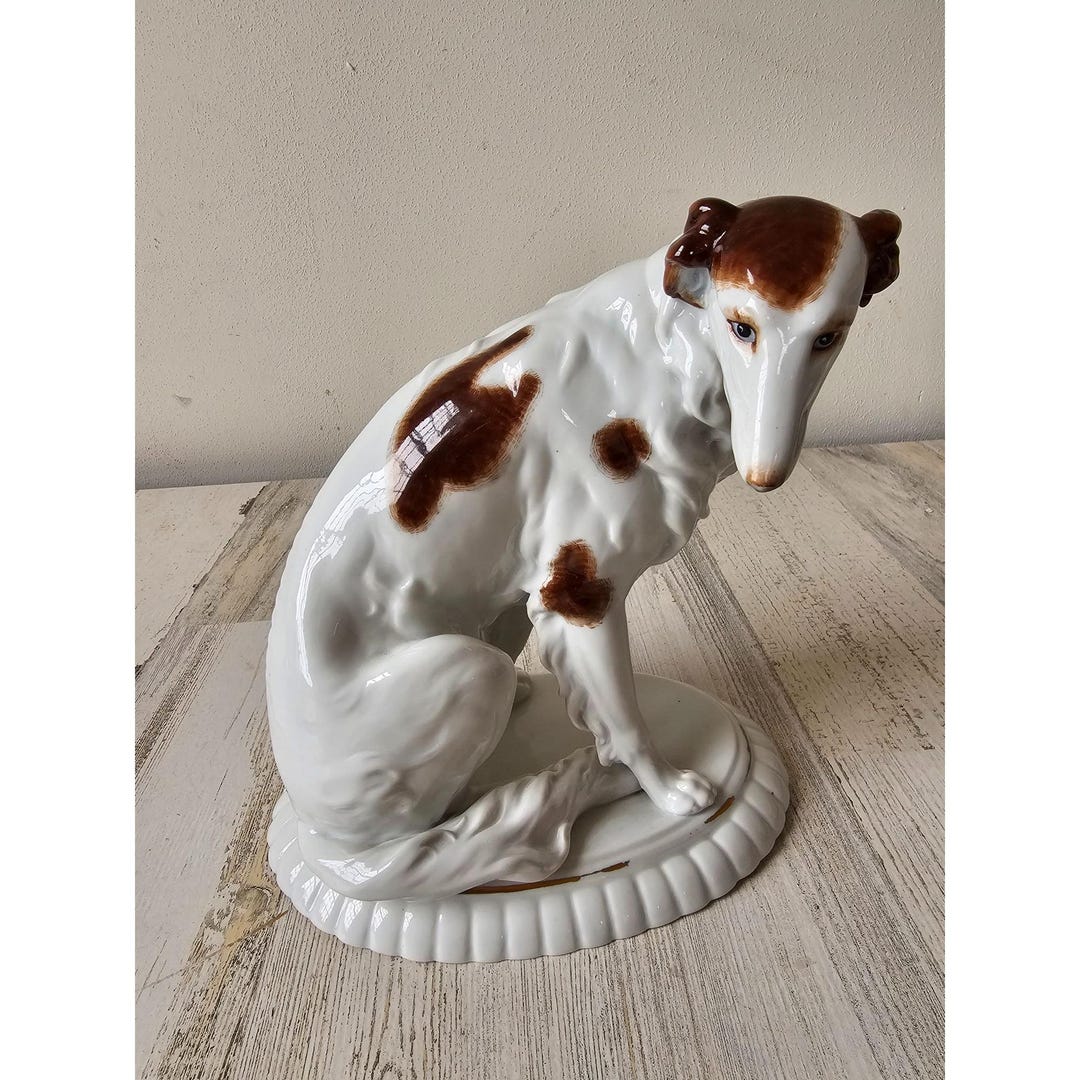 Katzhutte Thuringia Antique Dog Hertwig Porcelain Statue Wolf Hound ...