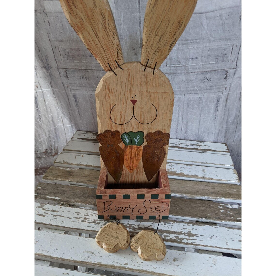 Cottontail Wooden Bunny Rabbit Basket Easter Decor Spring - Etsy