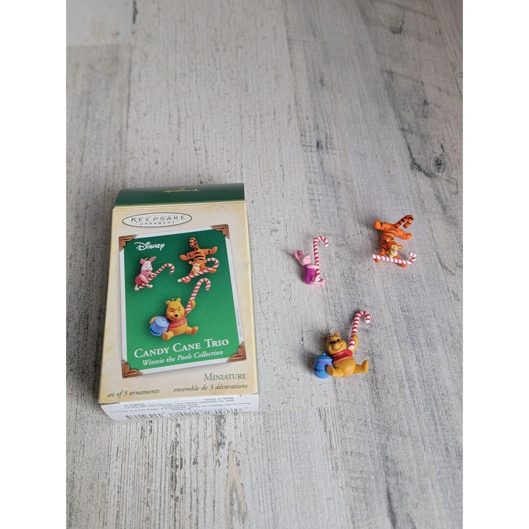 Hallmark Trio Candy Cane Winnie the Pooh Piglet Tigger Miniature ...