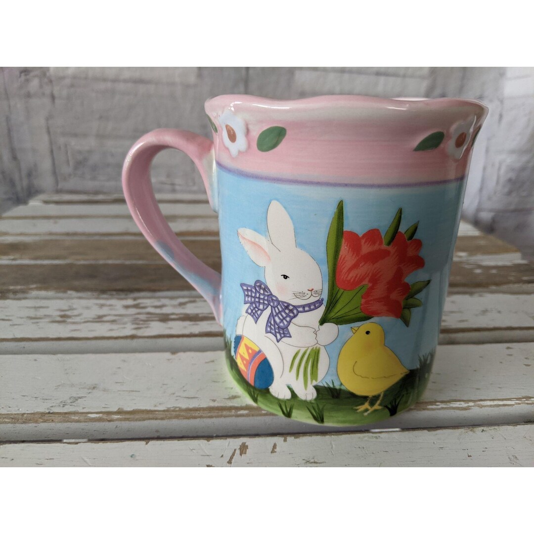 Susan Winget Cup Mug Coffee Tea Easter Bunny Bird Flower Decor - Etsy